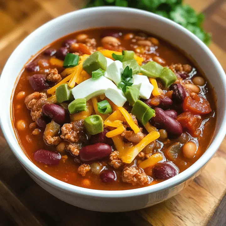 Easy Three Bean Chili Recipe - sandyrecipes.com