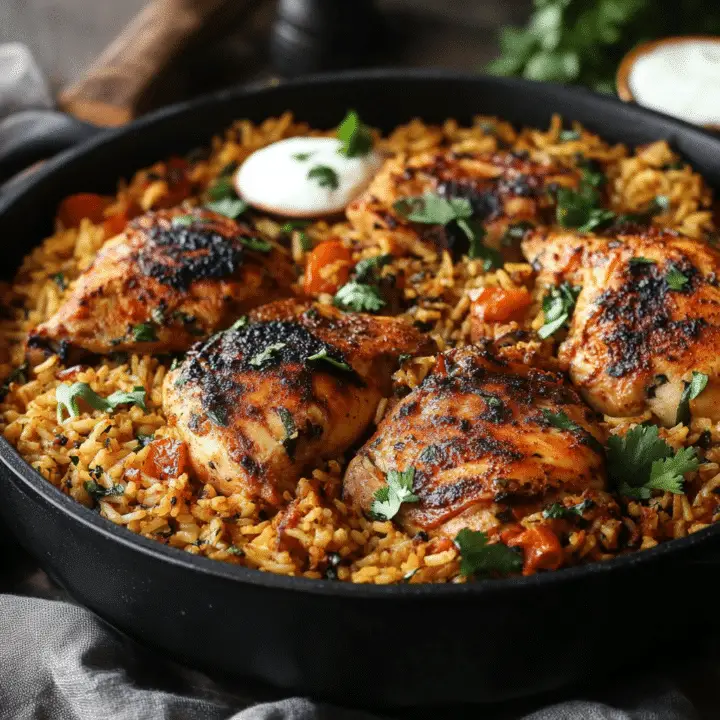 One Pot Shawarma Chicken And Rice Recipe - sandyrecipes.com