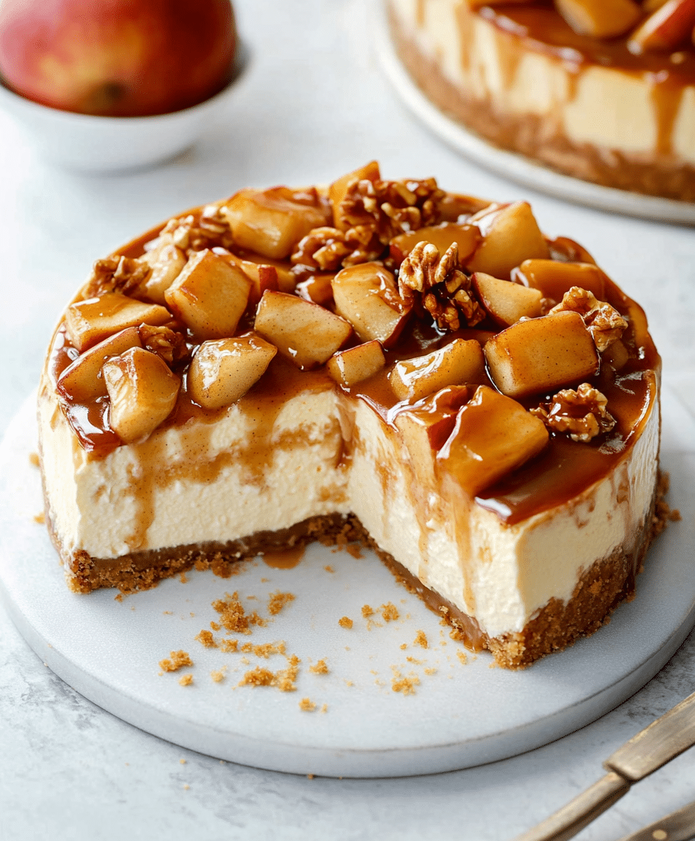 Caramel Apple Cheesecake Recipe - sandyrecipes.com