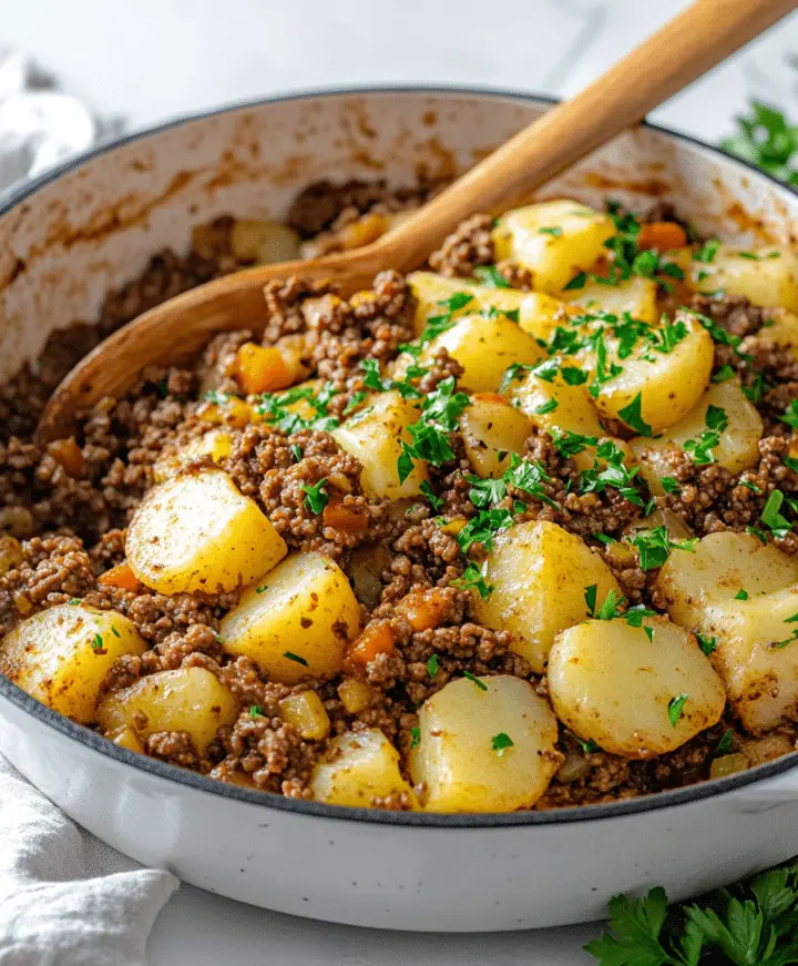 Ground Beef And Potatoes Recipe - sandyrecipes.com