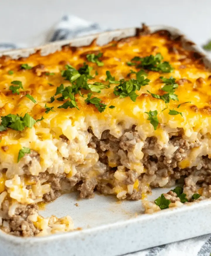 Hamburger Rice Casserole Recipe - sandyrecipes.com