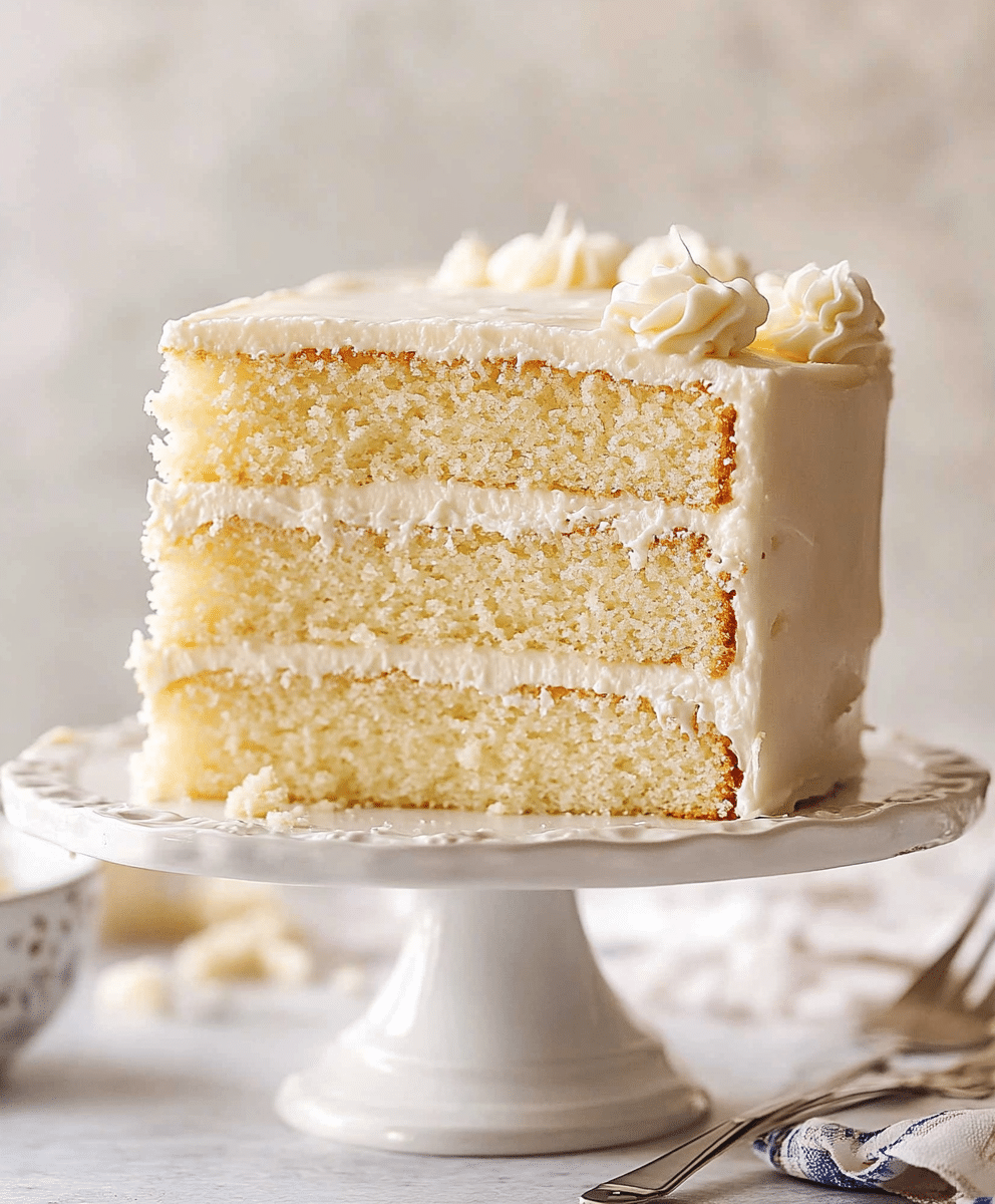New Favorite White Layer Cake Recipe - sandyrecipes.com