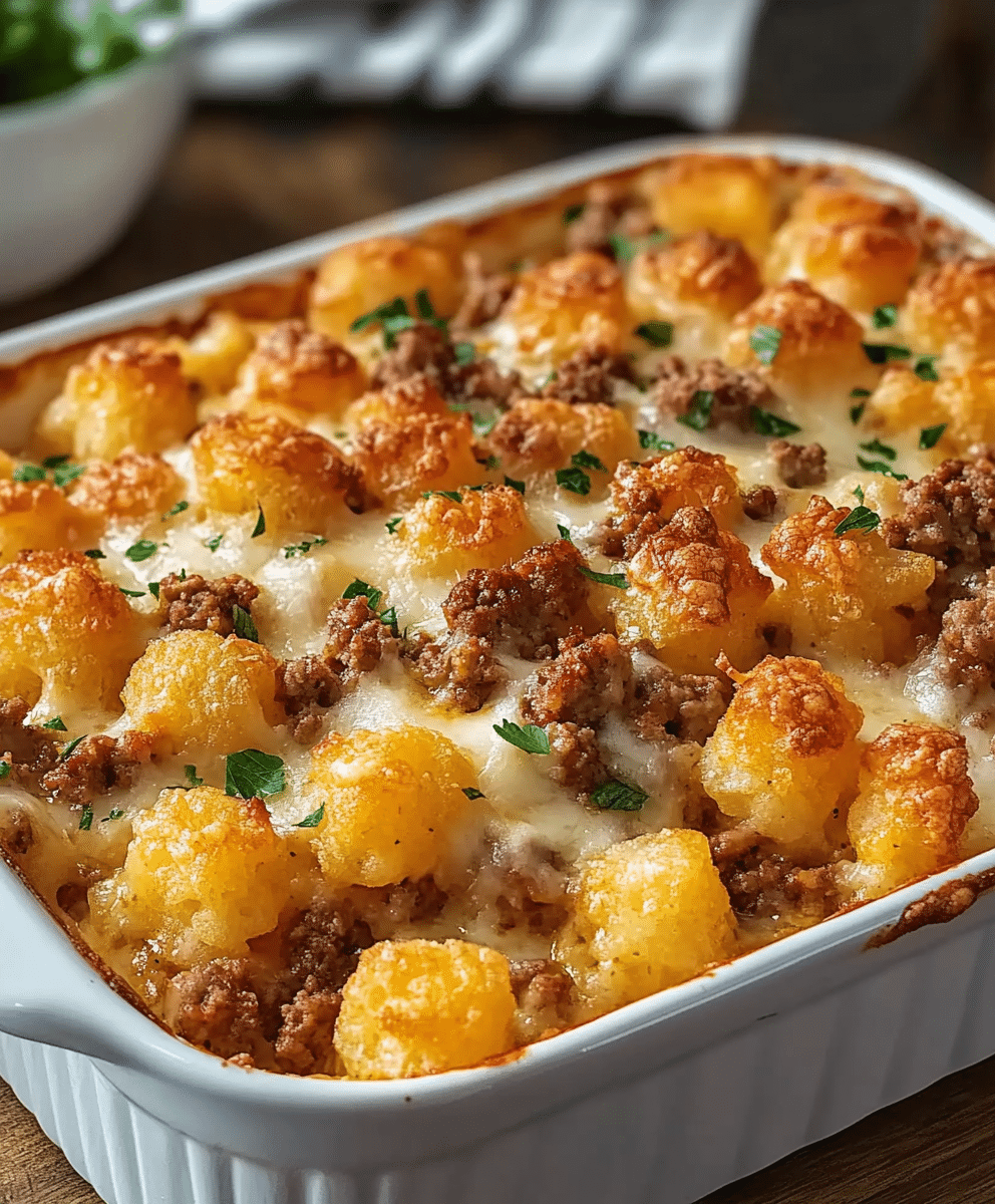 Tater Tot Casserole With Ground Beef Recipe - sandyrecipes.com