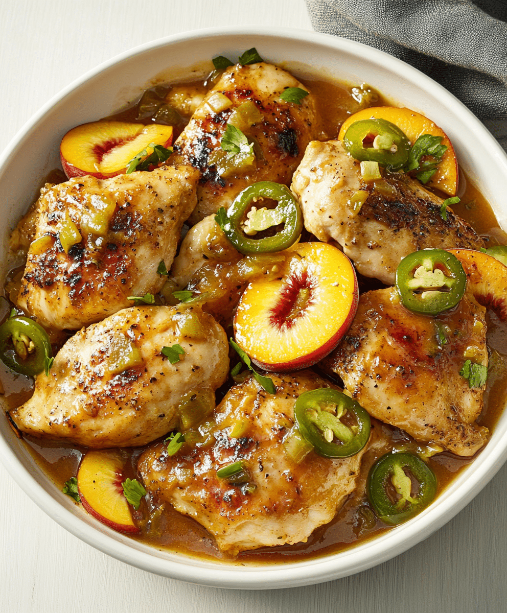 jalapeno peach chicken recipe - sandyrecipes.com