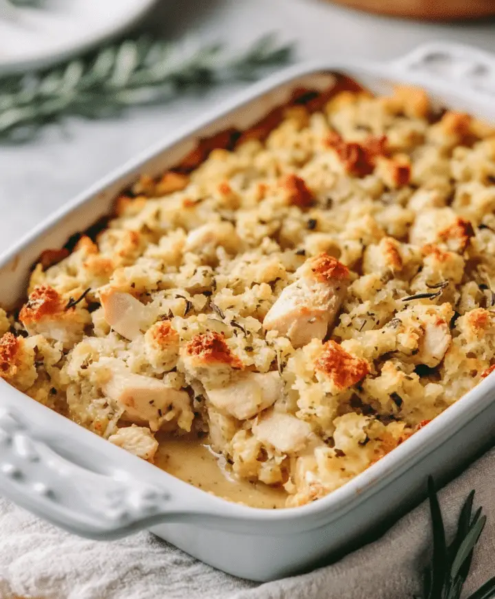 Chicken & Stuffing Bake Recipe - sandyrecipes.com
