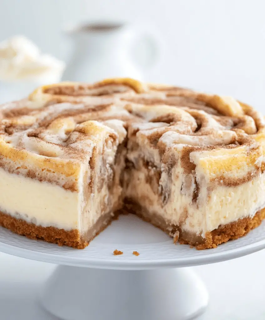 Cinnamon Roll Cheesecake Recipe - sandyrecipes.com