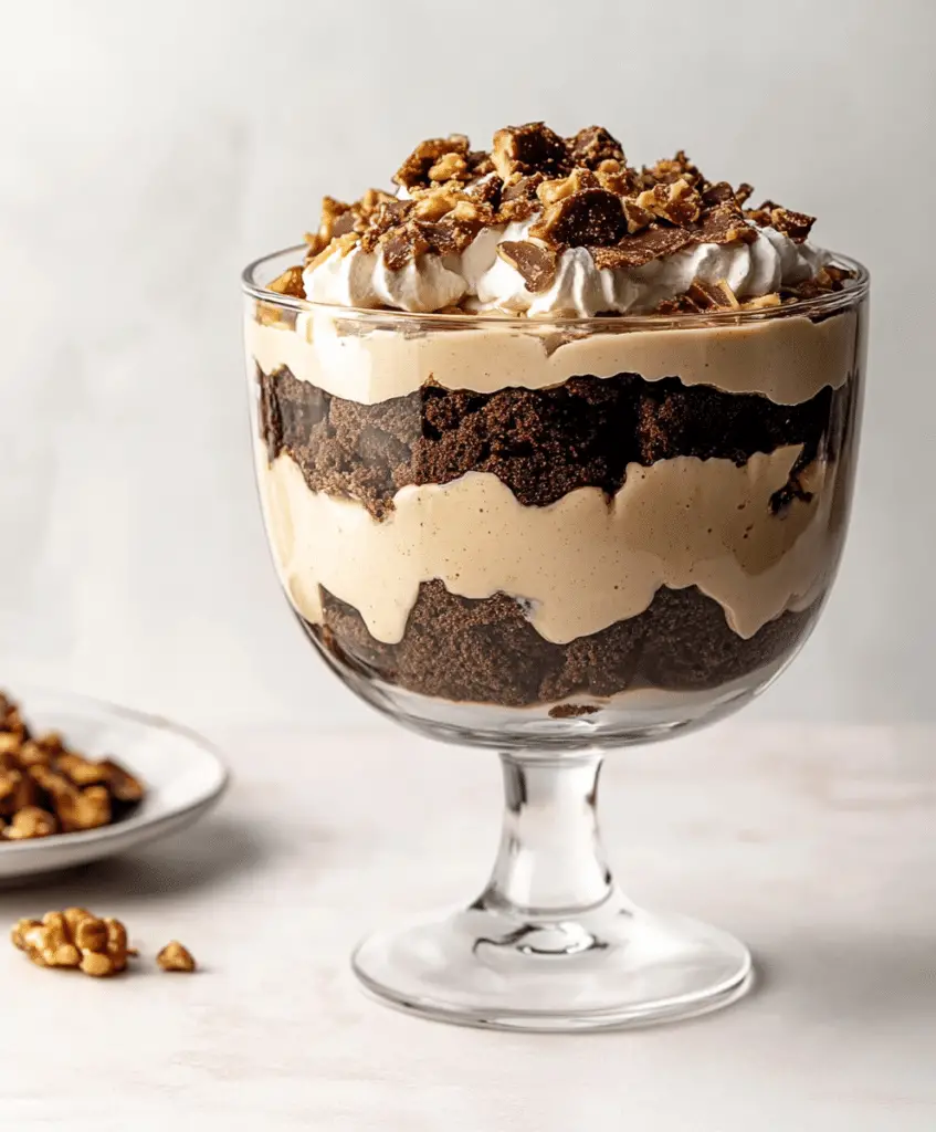 Peanut Butter Fudge Brownie Trifle Recipe - sandyrecipes.com