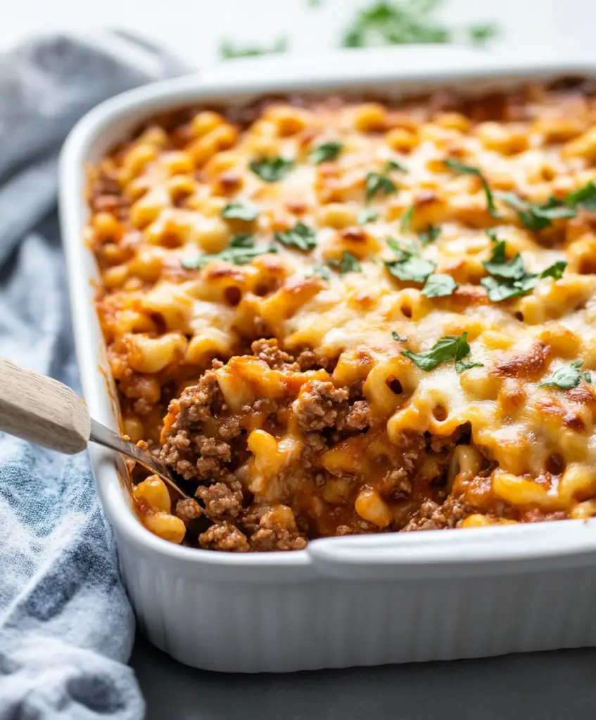 Simple Ground Beef Casserole Recipe - sandyrecipes.com