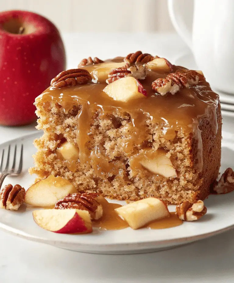Apple Pecan Cake With Caramel Glaze Recipe - sandyrecipes.com