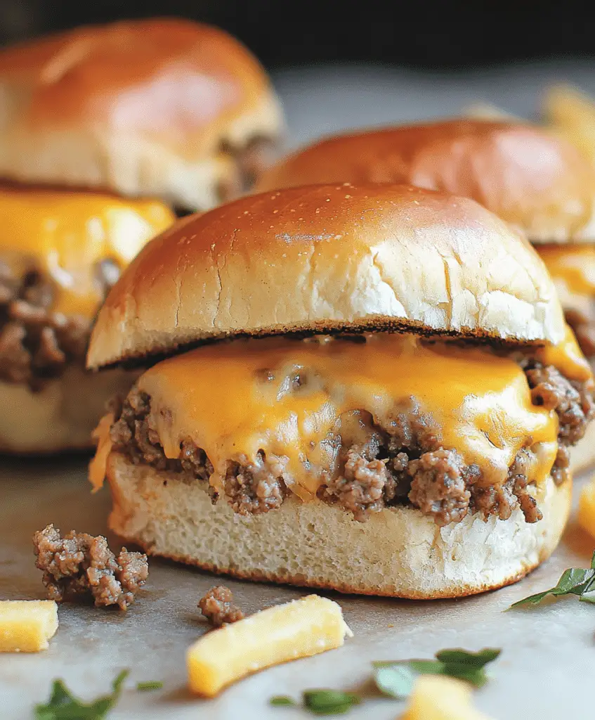 Cheesy Ground Beef Sliders Recipe - sandyrecipes.com