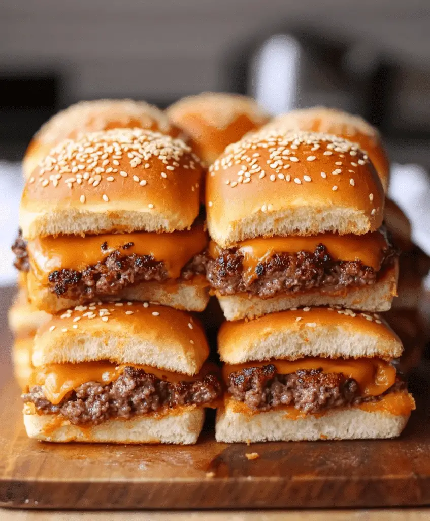 Easy Cheeseburger Sliders Recipe - sandyrecipes.com