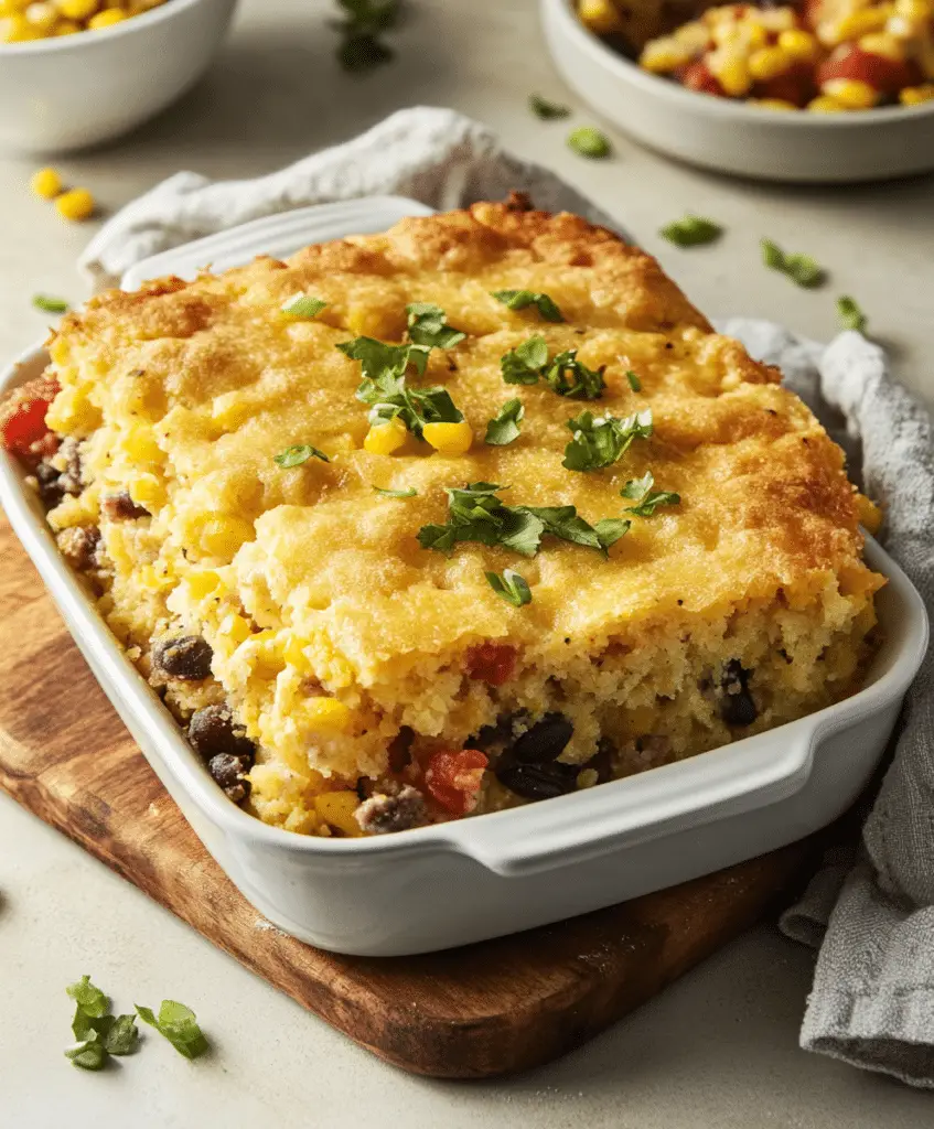 Easy Cowboy Cornbread Casserole Recipe - sandyrecipes.com