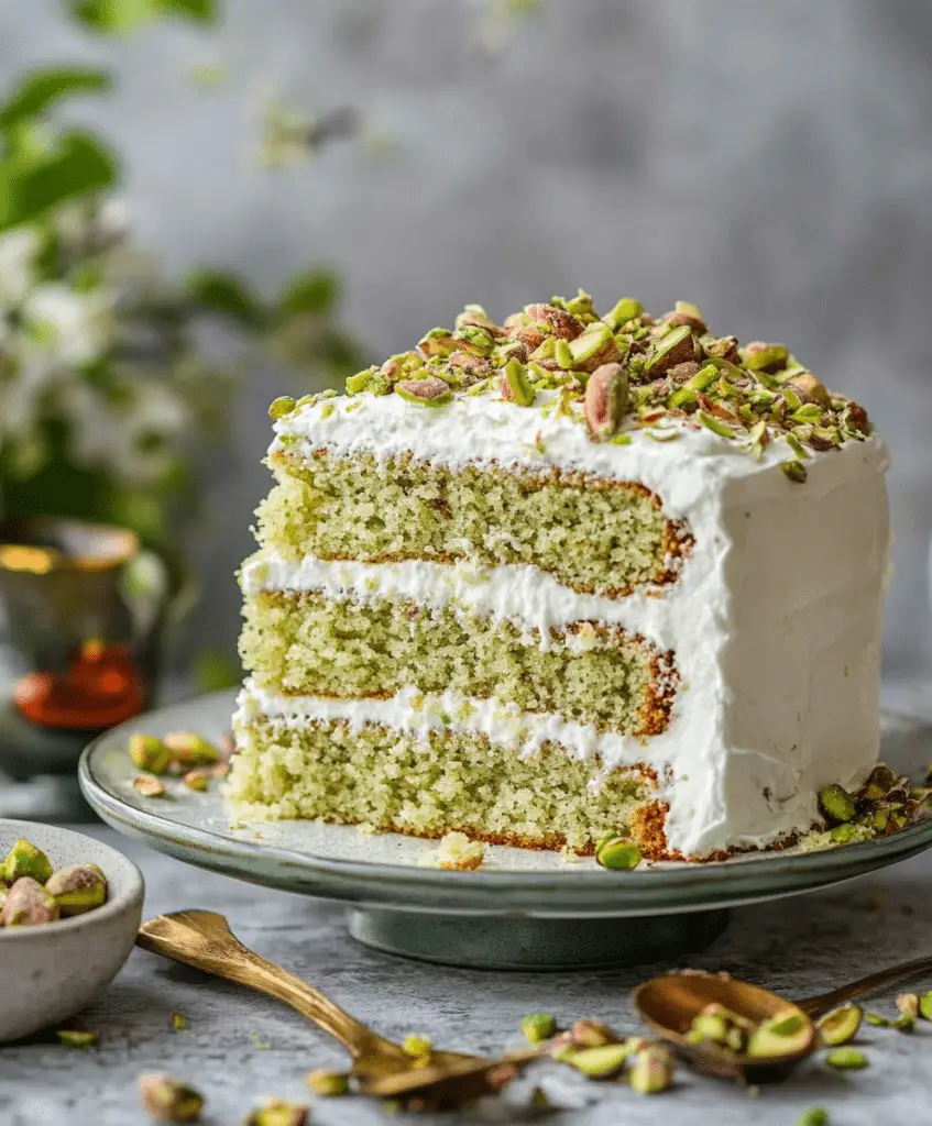 Easy Pistachio Cake Recipe - sandyrecipes.com
