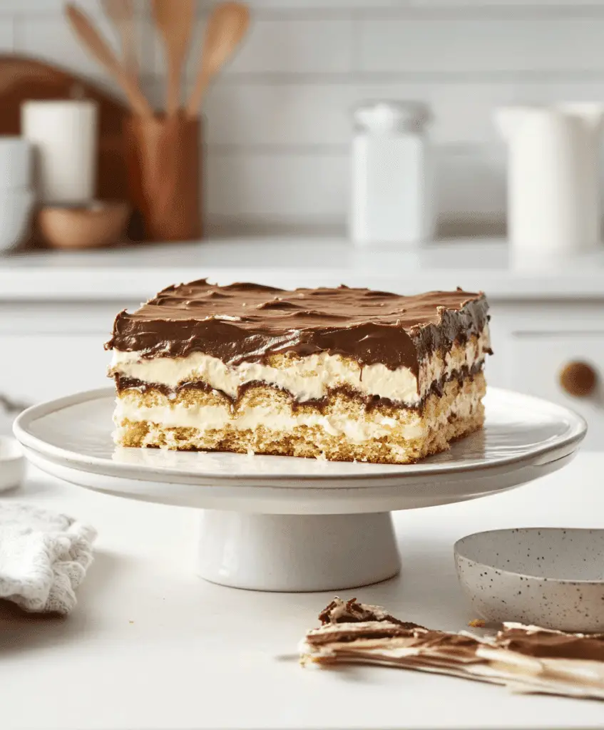 No Bake Eclair Cake Recipe - sandyrecipes.com