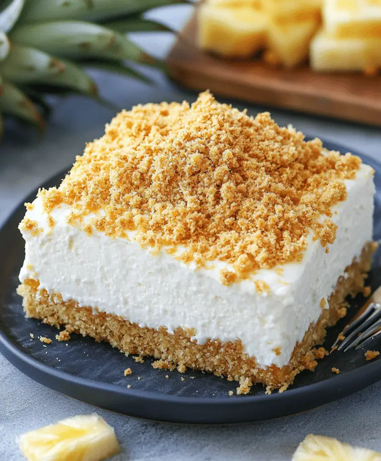 No-bake Pineapple Cream Dessert Recipe - sandyrecipes.com