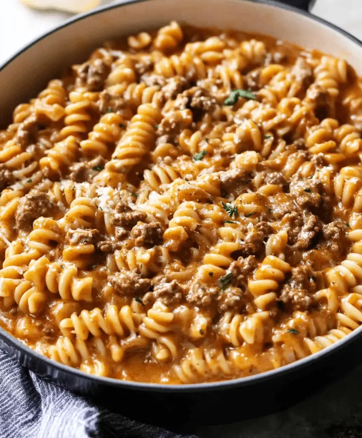 Beef And Rotini In Garlic Parmesan Sauce Recipe - sandyrecipes.com