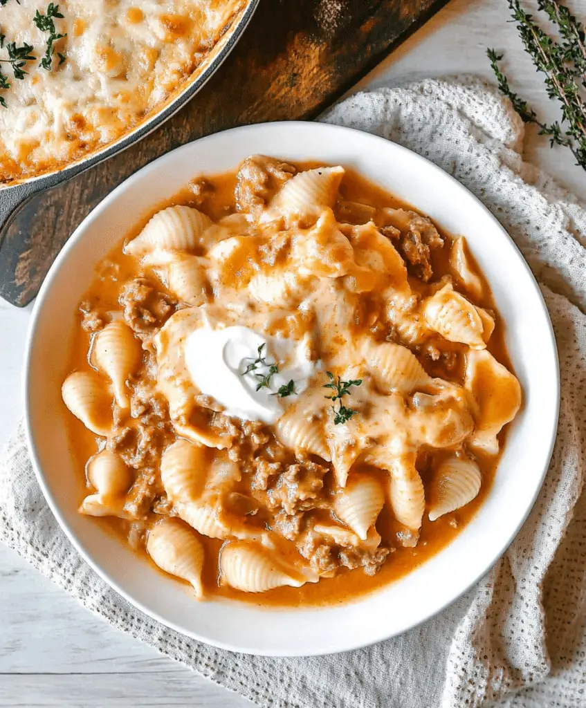 Creamy Beef And Shells Recipe - sandyrecipes.com