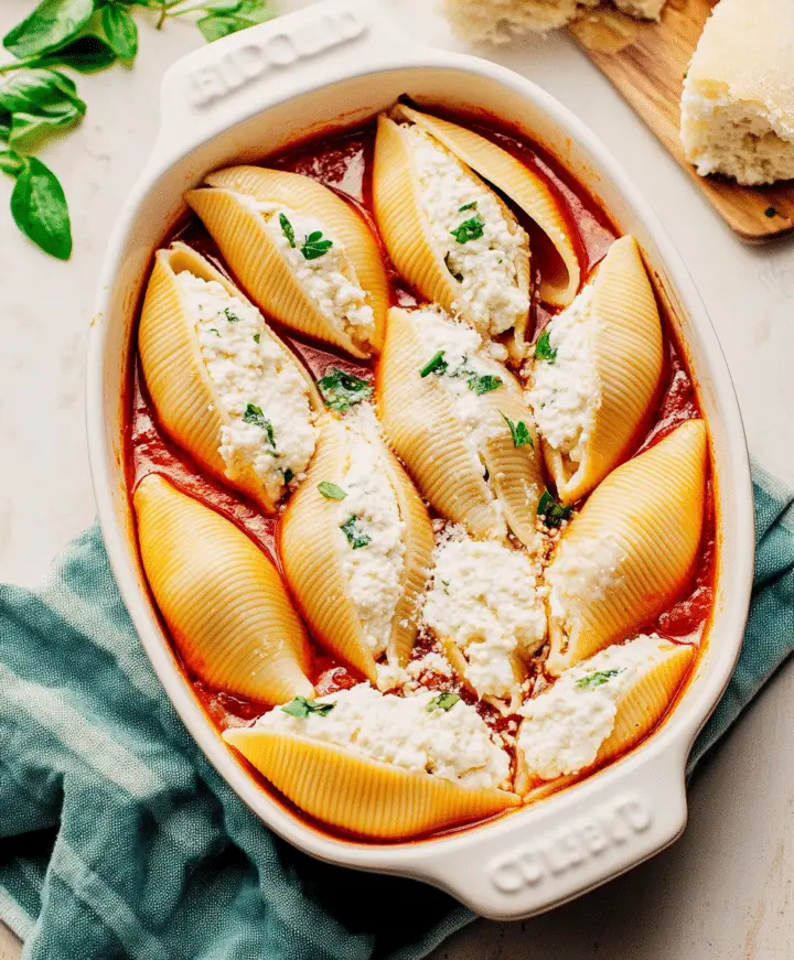 Ricotta Stuffed Shells Recipe - sandyrecipes.com