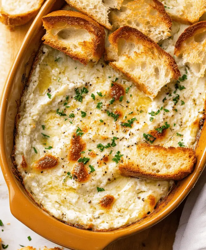 Baked Garlic Bread Dip Recipe - sandyrecipes.com