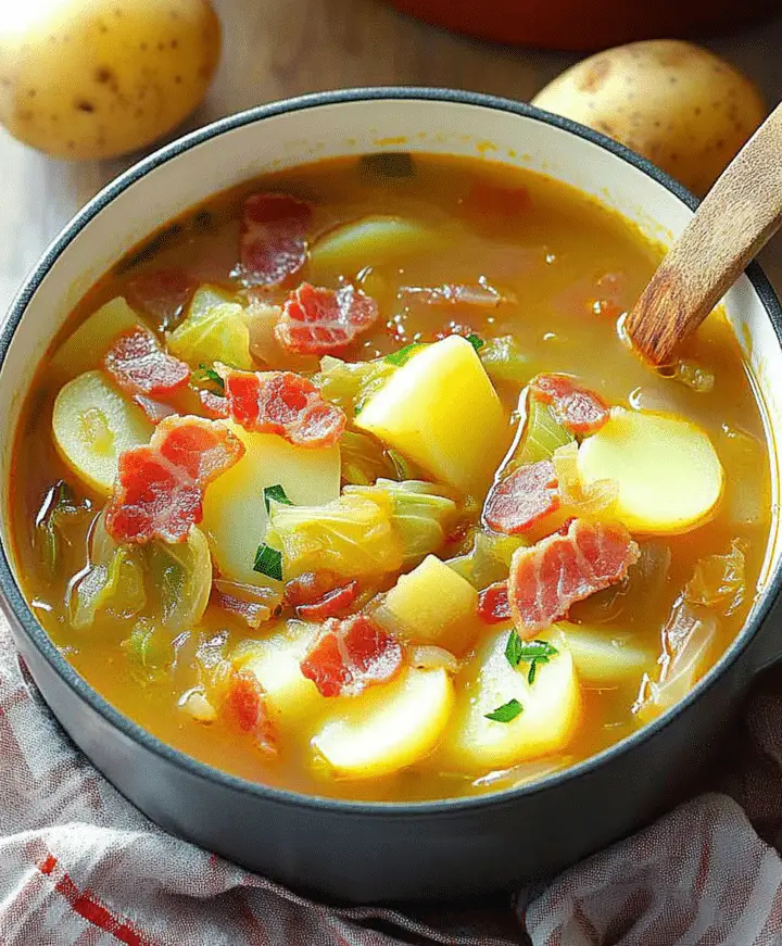 Irish Bacon Cabbage And Potato Soup Recipe - sandyrecipes.com
