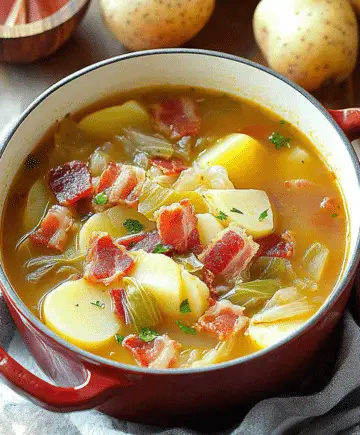 Irish Bacon Cabbage And Potato Soup Recipe - sandyrecipes.com