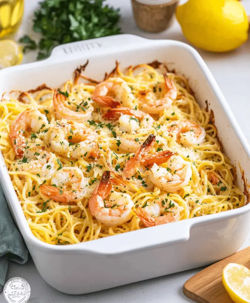 Shrimp Scampi Pasta Bake Recipe - sandyrecipes.com
