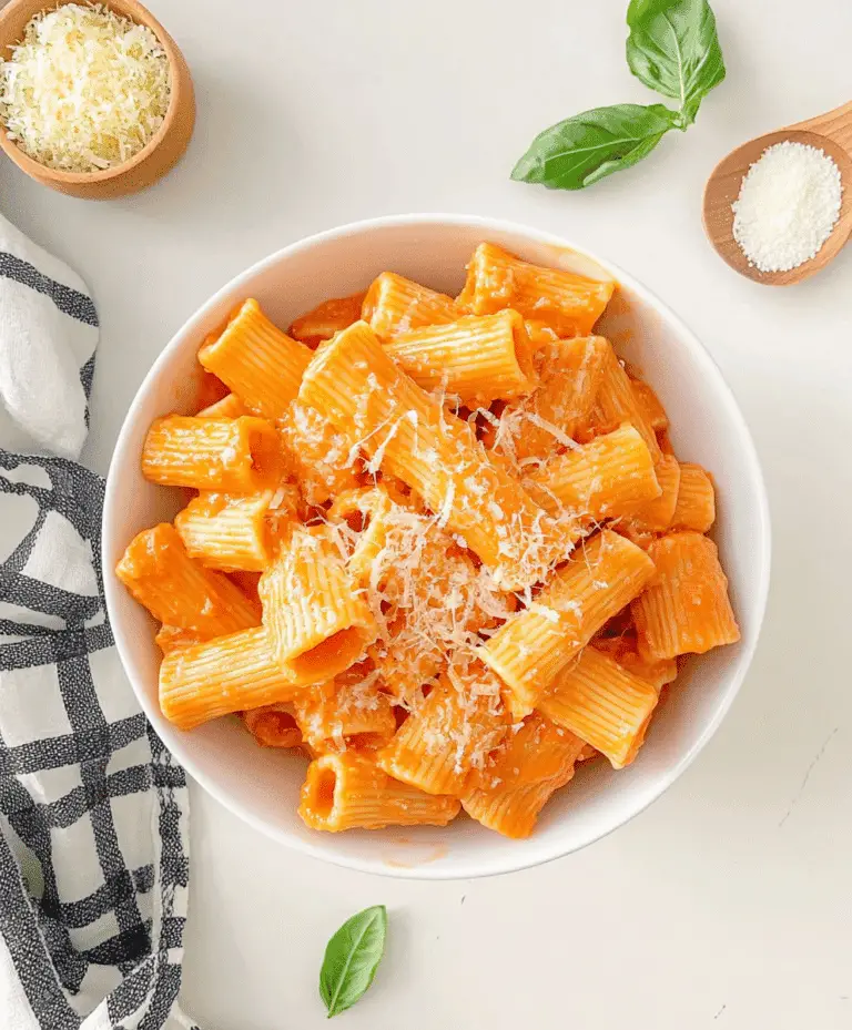 Creamy Tomato Rigatoni Pasta Recipe - sandyrecipes.com