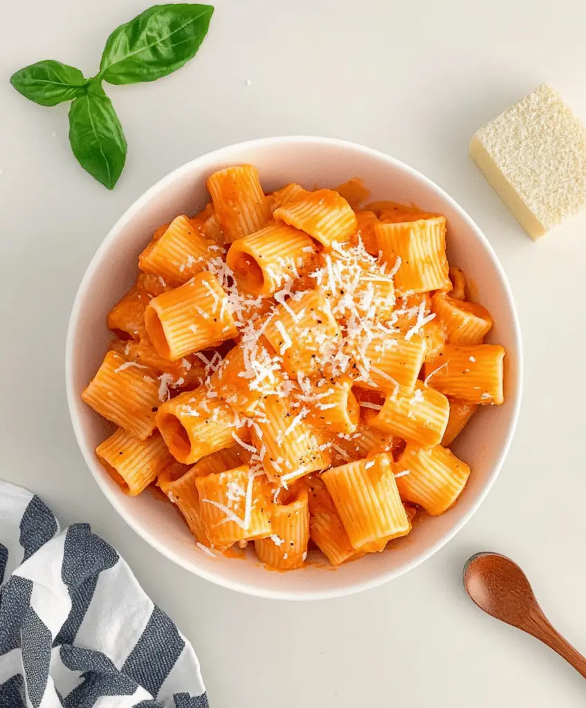 Creamy Tomato Rigatoni Pasta Recipe - sandyrecipes.com