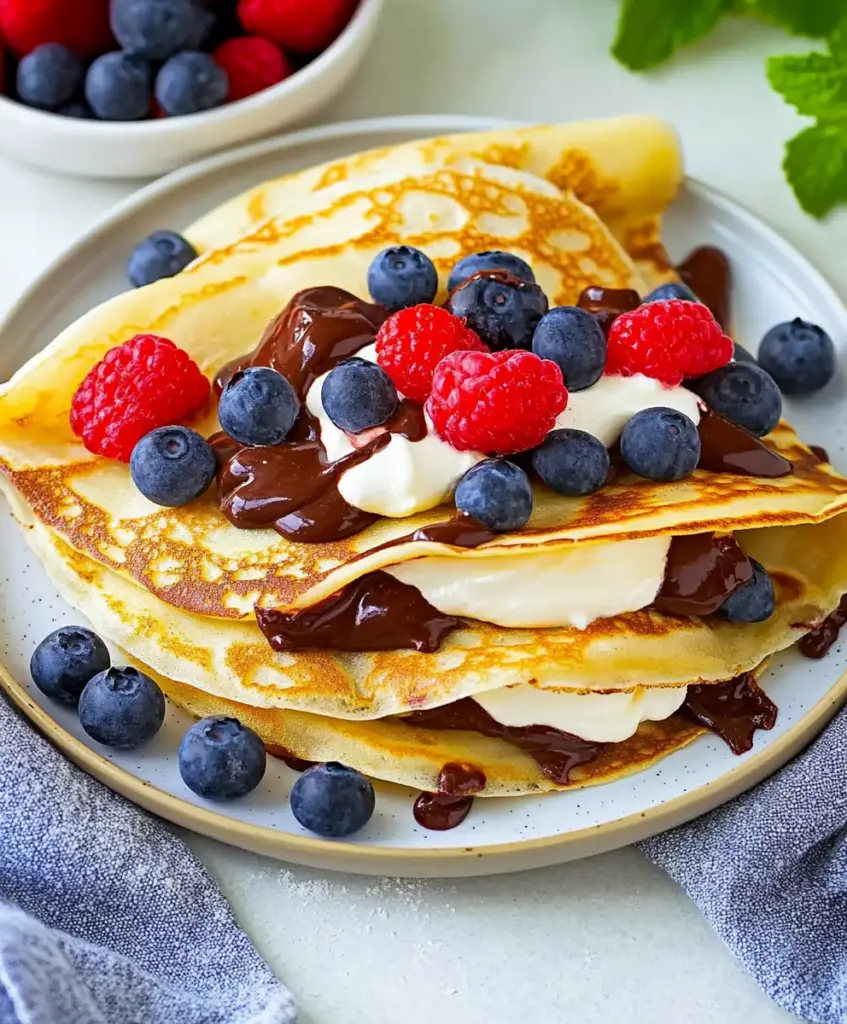 Nutella Cream-filled Crepes Recipe - sandyrecipes.com