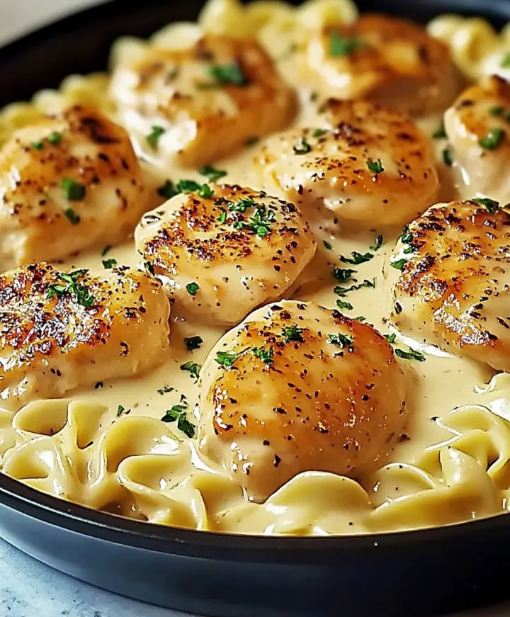 One-pan Chicken With Creamy Buttered Noodles Recipe - sandyrecipes.com