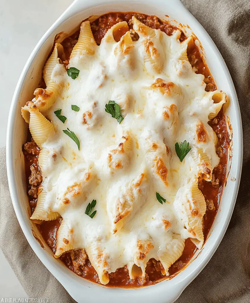 Creamy Ricotta Beef Stuffed Shells Pasta Recipe - sandyrecipes.com