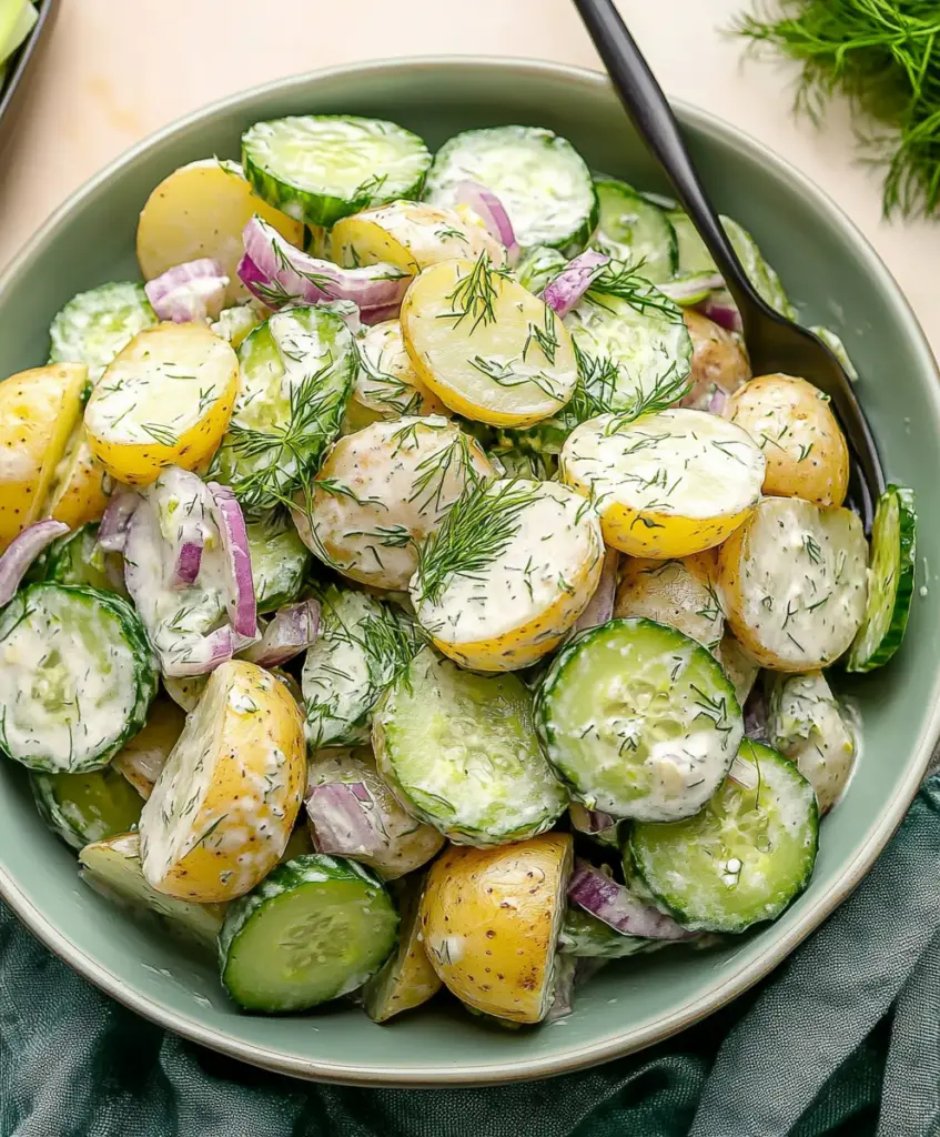 Potato And Cucumber Salad With A Creamy Dill Dressing Recipe ...