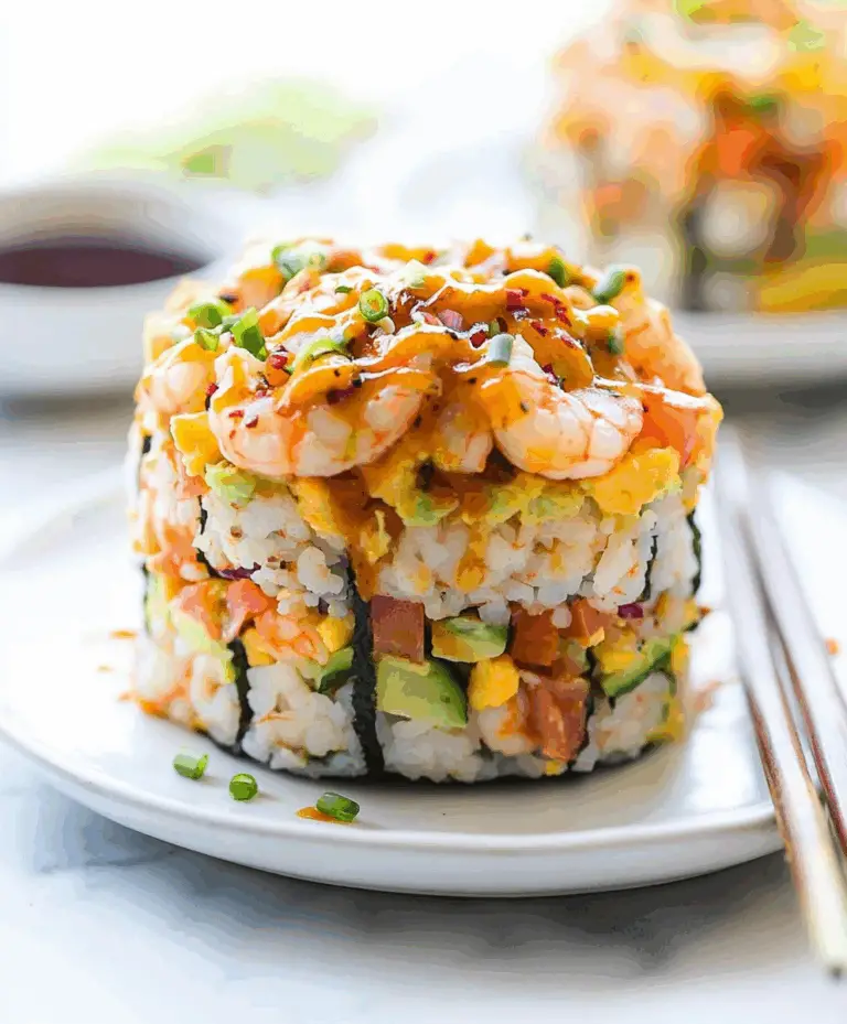 Spicy Shrimp Sushi Stacks Recipe - sandyrecipes.com