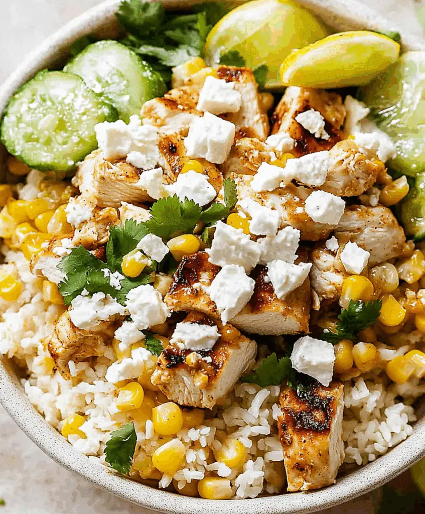 Vibrant Mexican Street Corn Chicken Bowl Recipe - sandyrecipes.com