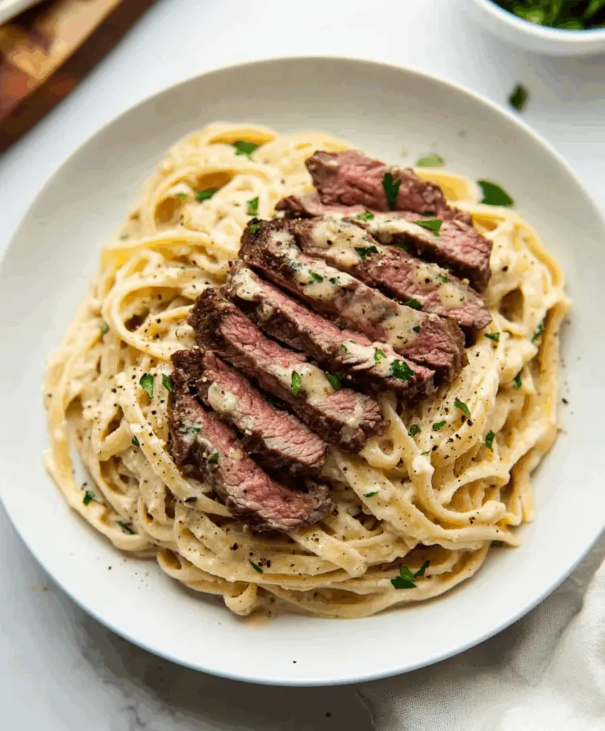 Creamy Steak Pasta Recipe - sandyrecipes.com