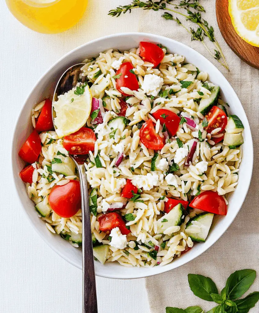 Greek Orzo Pasta Salad Recipe - sandyrecipes.com