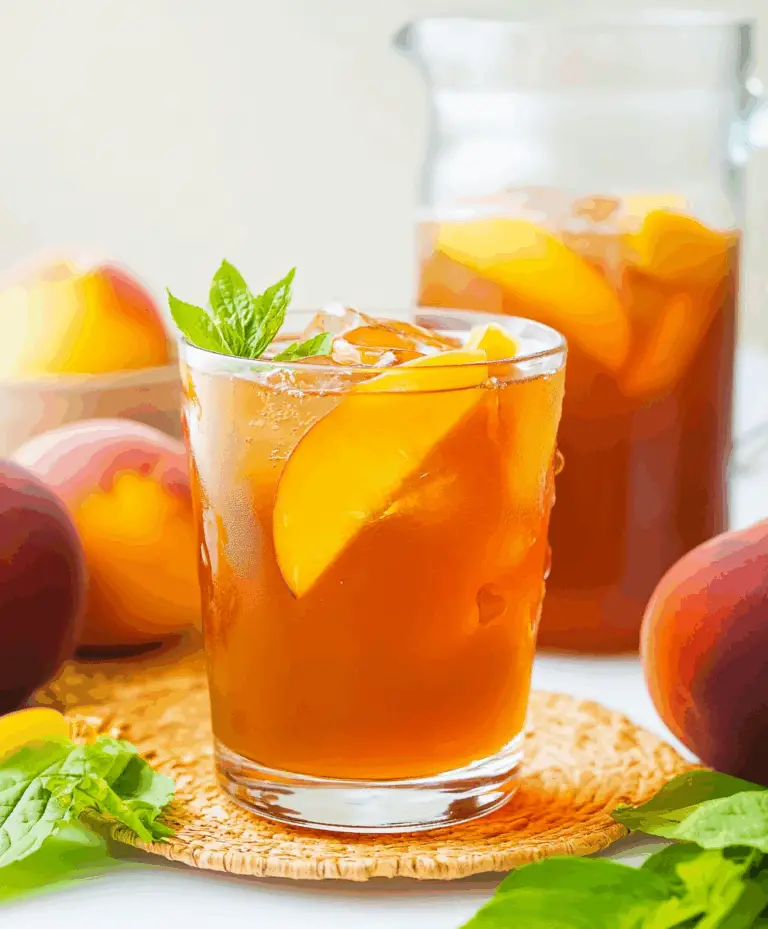 Southern Fresh Peach Sweet Tea Recipe - sandyrecipes.com