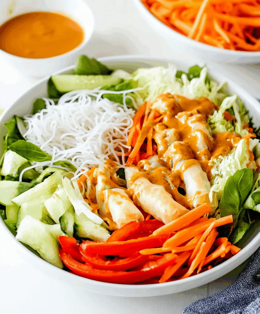 Spring Roll Salad with Peanut Sauce - sandyrecipes.com