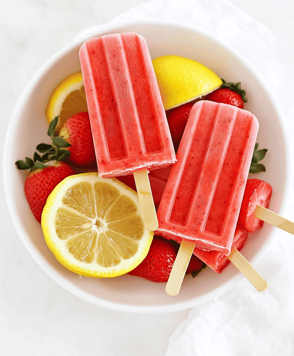 Strawberry Lemonade Popsicles Recipe - sandyrecipes.com