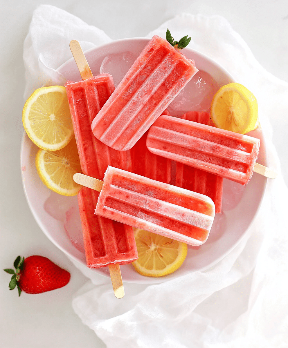 Strawberry Lemonade Popsicles Recipe - sandyrecipes.com