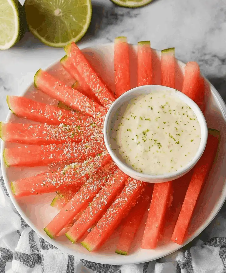 Watermelon Fries With Coconut Lime Dip Recipe - sandyrecipes.com