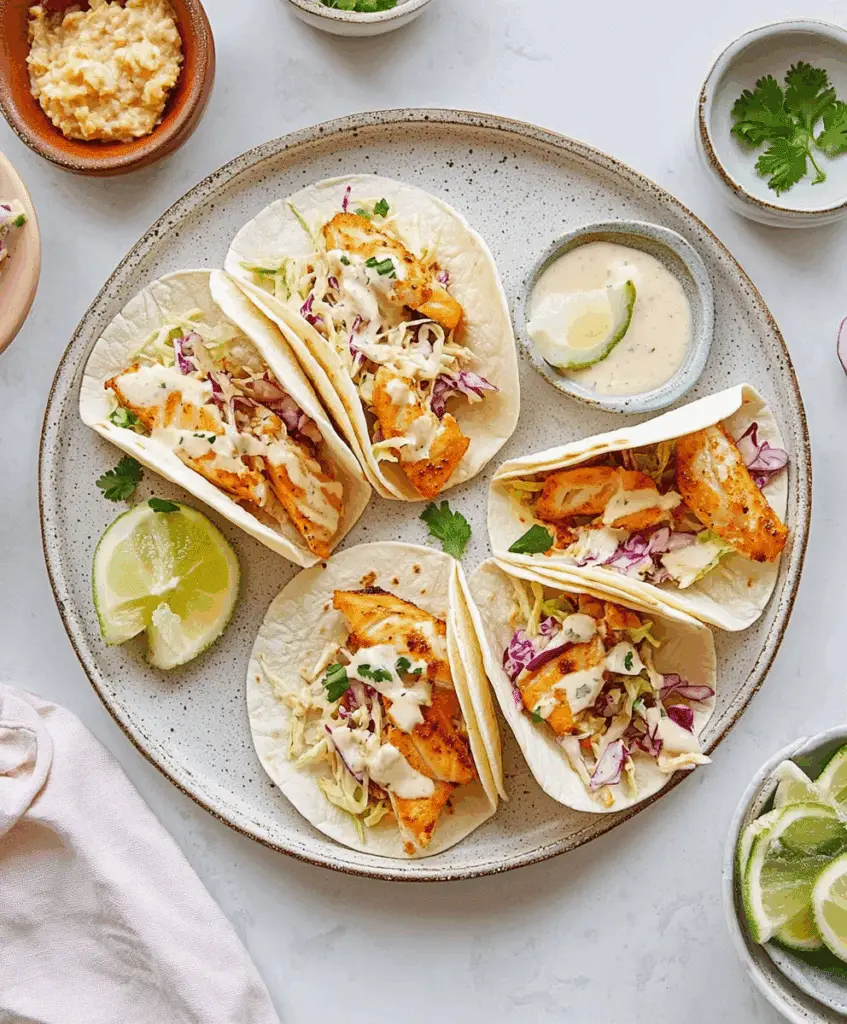 Summer Fish Tacos with Cabbage Slaw Seafood Recipe - sandyrecipes.com