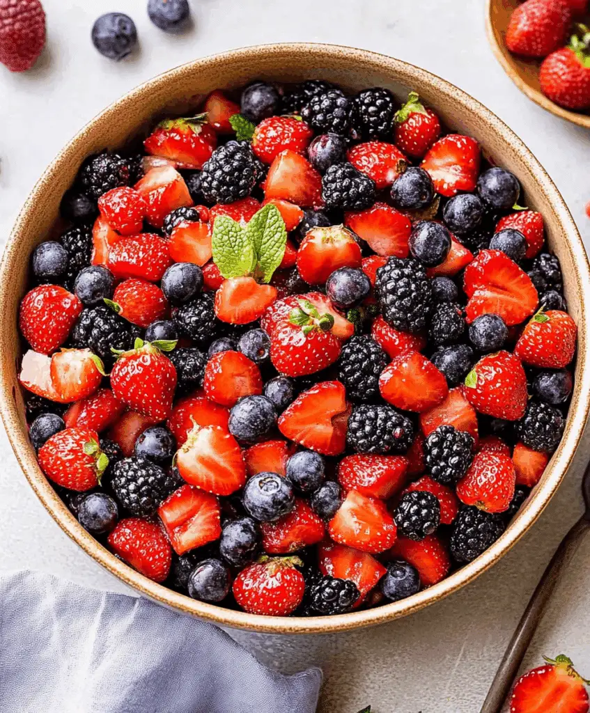 Summer Mixed Berry Fruit Salad Recipe - sandyrecipes.com