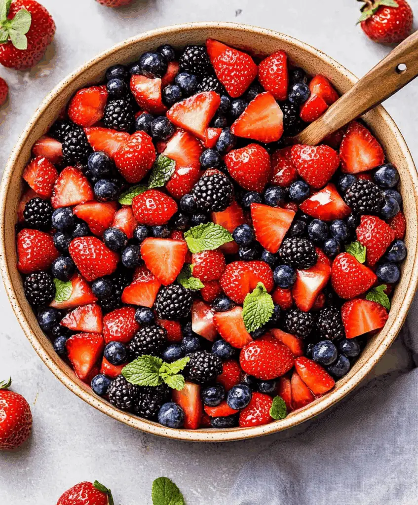Summer Mixed Berry Fruit Salad Recipe - sandyrecipes.com