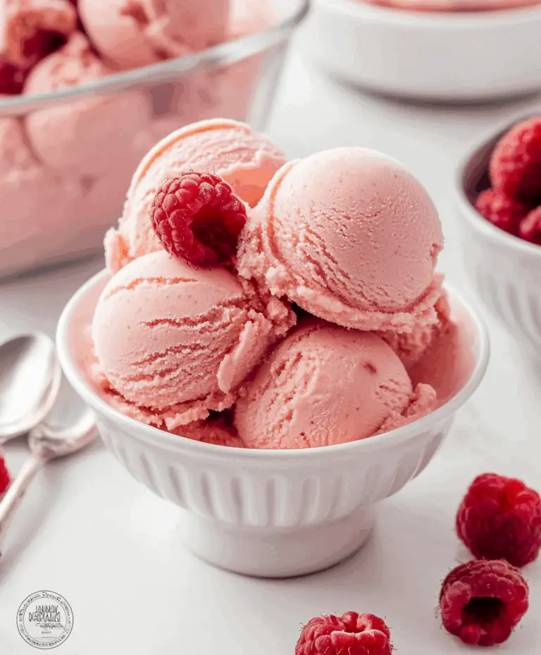 Summer Raspberry Sherbet Recipe - sandyrecipes.com