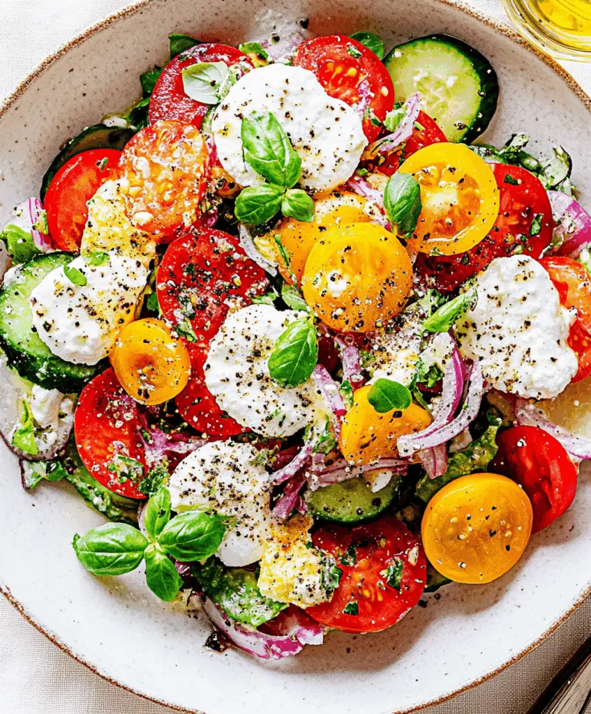 Summer Salad With Herbed Ricotta Recipe - sandyrecipes.com