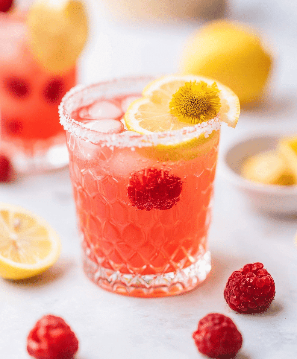 Summer Raspberry Lemon Sparkler Drink Recipe - sandyrecipes.com