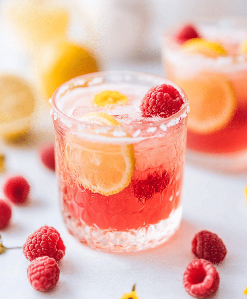Summer Raspberry Lemon Sparkler Drink Recipe - sandyrecipes.com